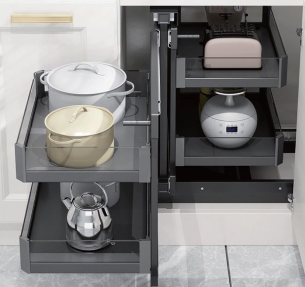 MC-GL-101 Modern Stainless Steel Magic Corner Unit for Kitchens